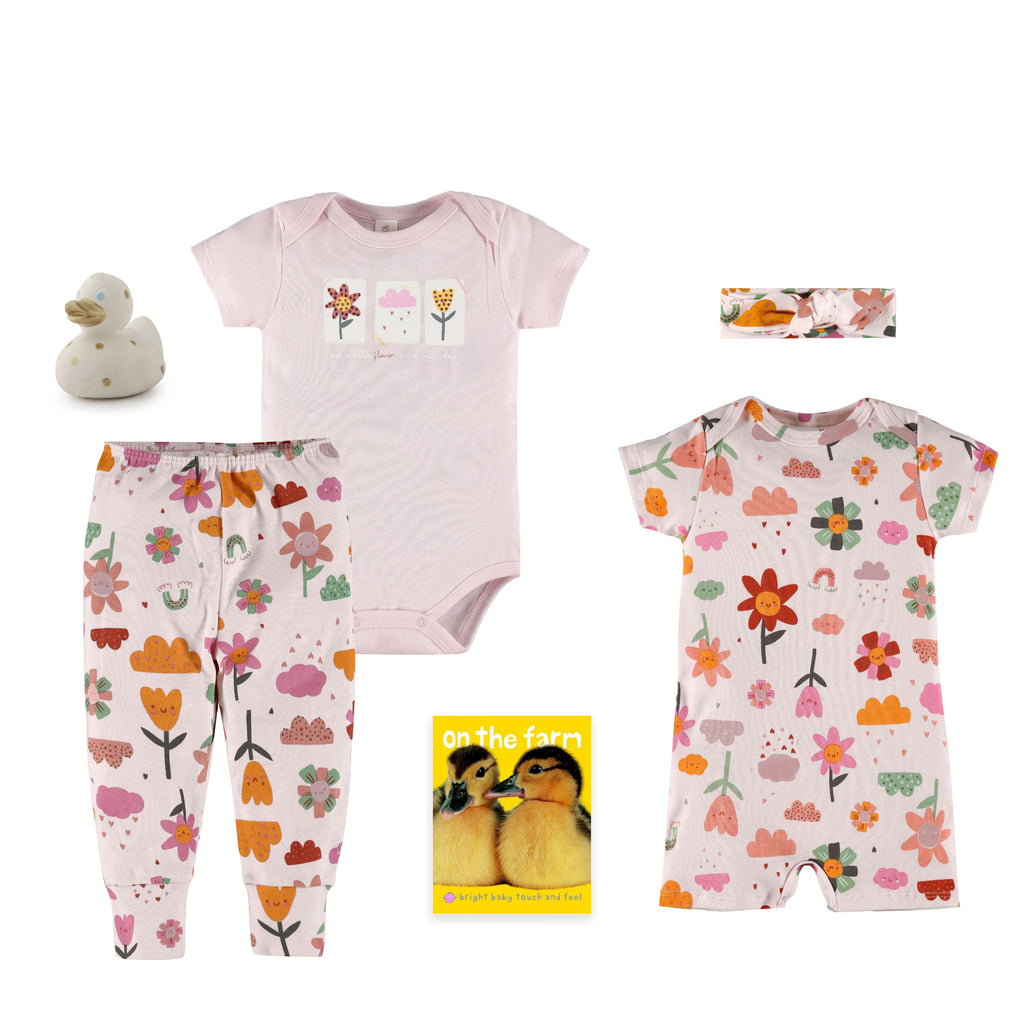 Spring Flowers Baby Girl Gift Box – Bonjour Baby Baskets - Luxury Baby ...