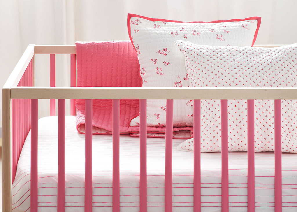 Auggie Baby Crib Fitted Sheet - Painted Stripe Pink – Bonjour Baby ...
